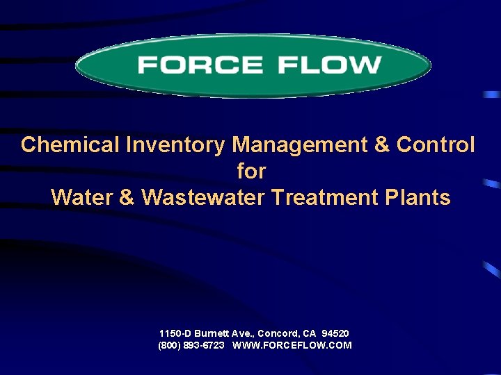 Chemical Inventory Management Control for Water Wastewater Treatment