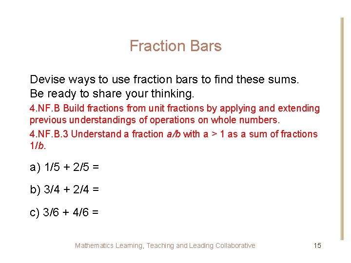 Fractions with Bars Area Model and Number Line