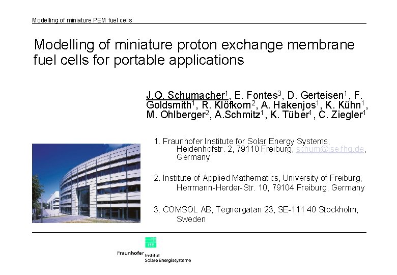 Modelling of miniature PEM fuel cells Modelling of