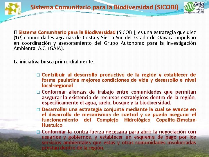 El Sistema Comunitario para la Biodiversidad SICOBI Un