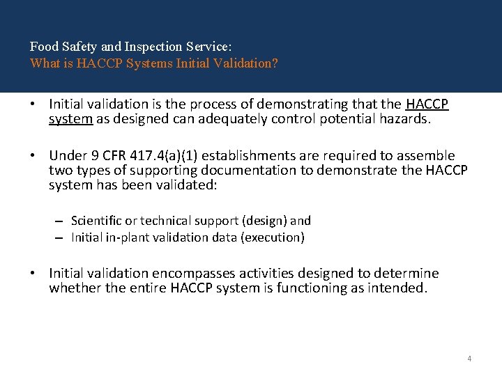 1 Food Safety and Inspection Service Initial Validation
