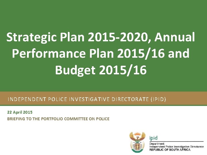 Strategic Plan 2015 2020 Annual Strategic Plan 201217