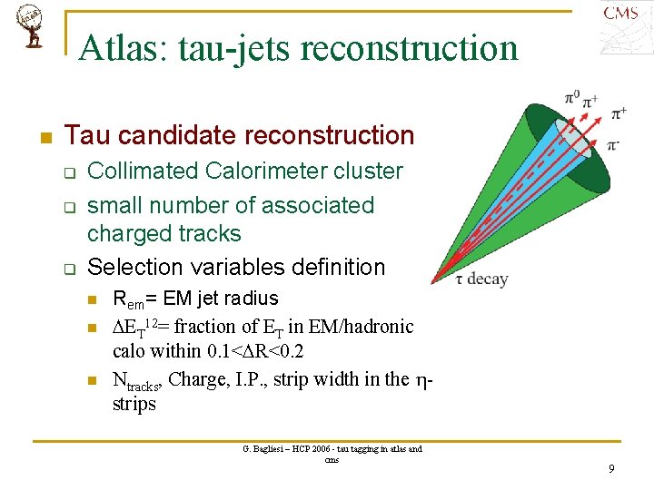 Tau tagging in Atlas and CMS Giuseppe Bagliesi