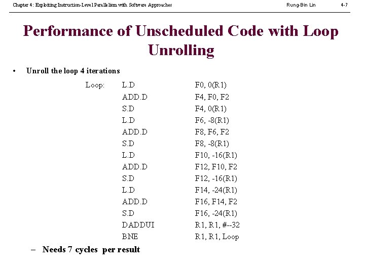 Chapter 4 Exploiting InstructionLevel Parallelism with Software Approaches