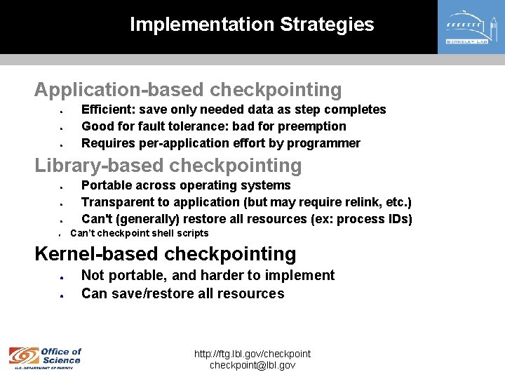 An Overview of Berkeley Labs Linux CheckpointRestart BLCR
