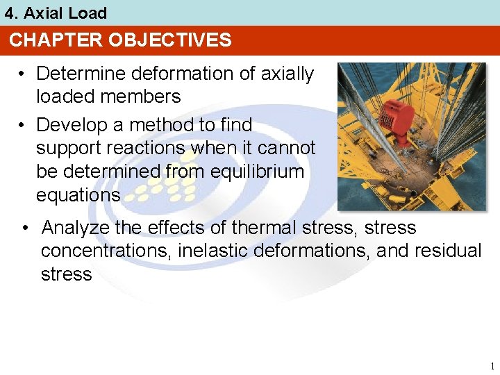 4 Axial Load CHAPTER OBJECTIVES Determine deformation of