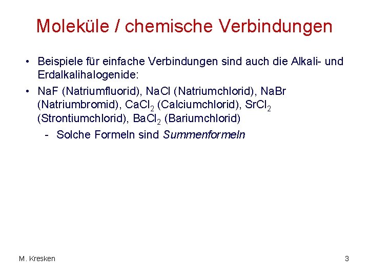 Molekle chemische Verbindungen Teil 1 M Kresken 1