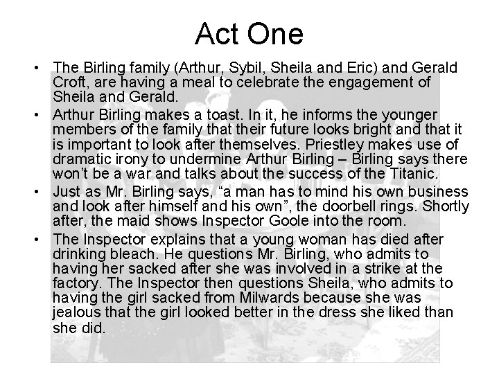 An Inspector Calls by J B Priestley Revision