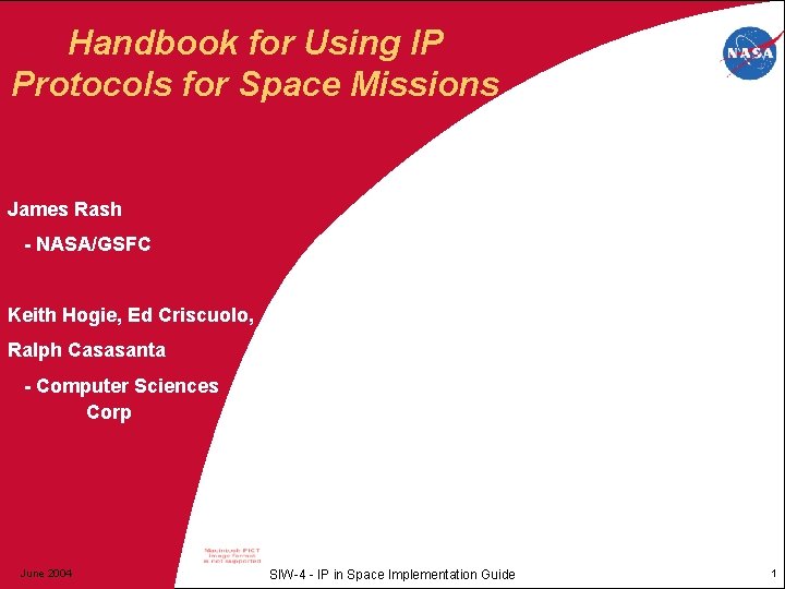 Handbook for Using IP Protocols for Space Missions