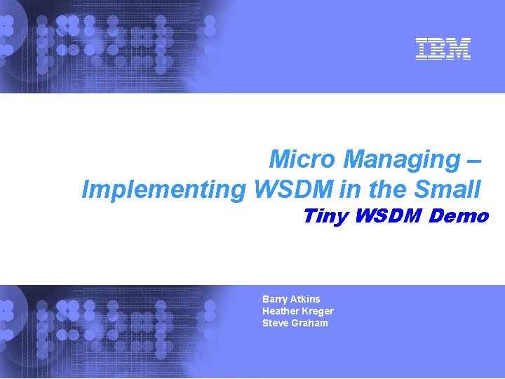 Micro Managing Implementing WSDM in the Small Tiny