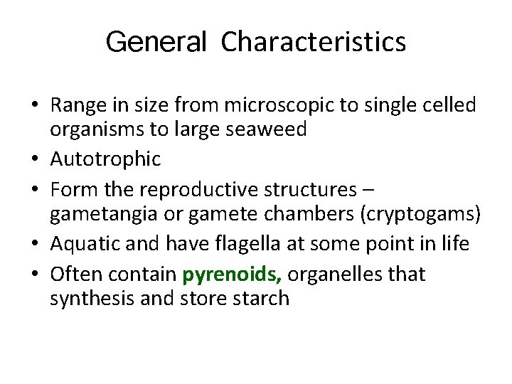 Algae An Overview General Characteristics Range in size