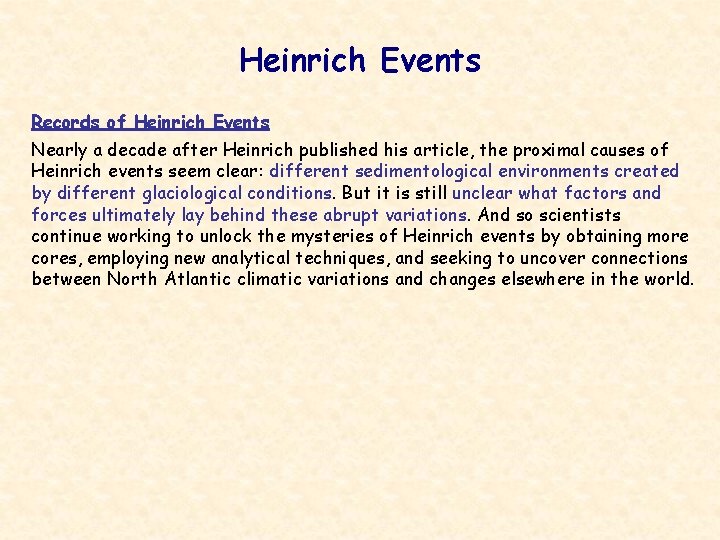 Environmental Geosciences Natural Global Change Some Special Events