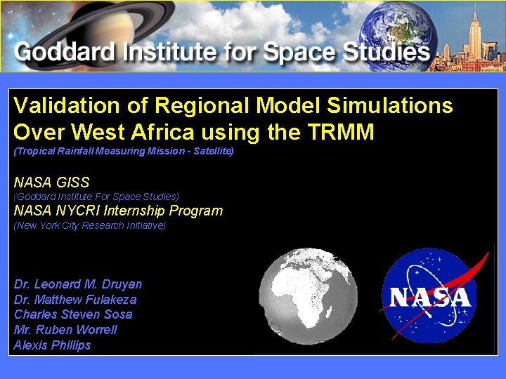 Validation of Regional Model Simulations Over West Africa