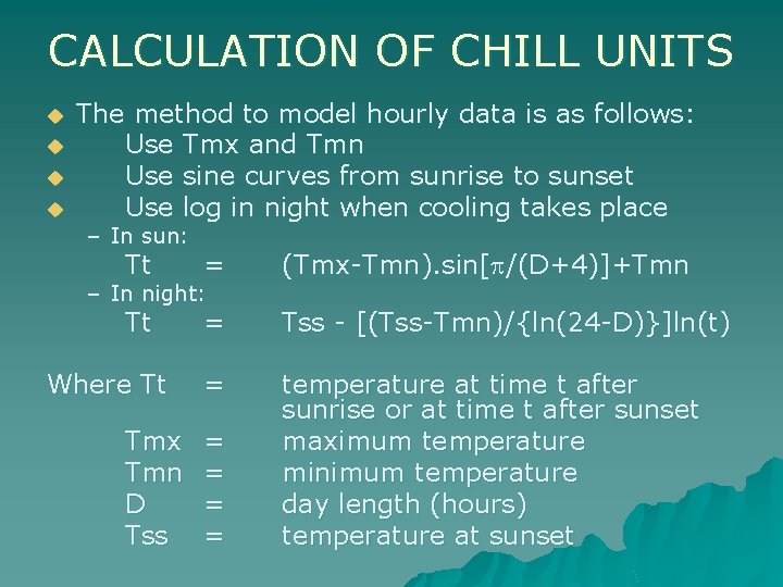 CALCULATION OF COLD UNITS by Linda De Wet