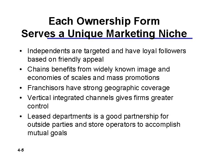 Chapter 4 Retail Institutions by Ownership Dr Pointer