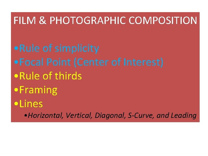 COMPOSITION REMEMBER PRODUCING QUALITY AND ARTISTIC FILMS IS