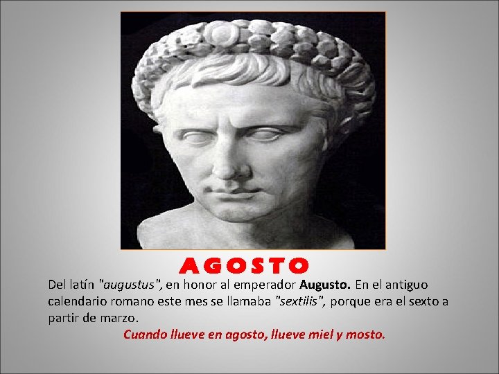 LOS MESES DEL AO Origen de su nombre