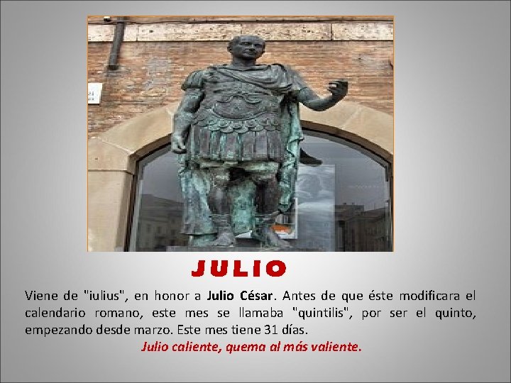 LOS MESES DEL AO Origen de su nombre