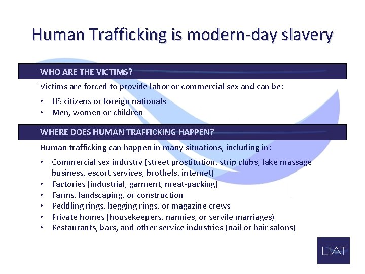 Overview Human trafficking The exercise of coercive control