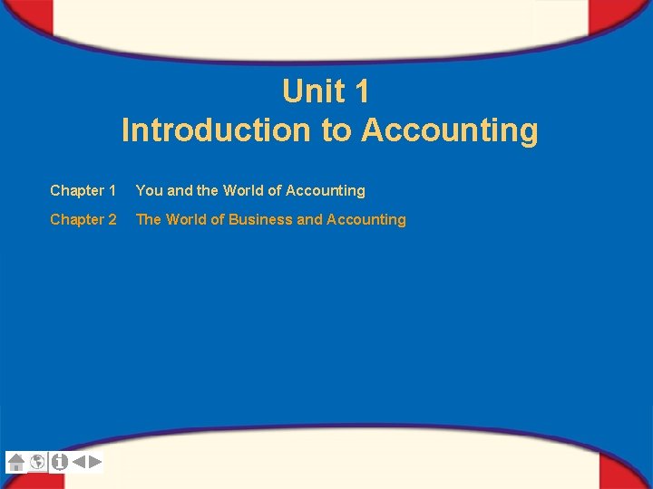 Unit 1 Introduction to Accounting Chapter 1 You