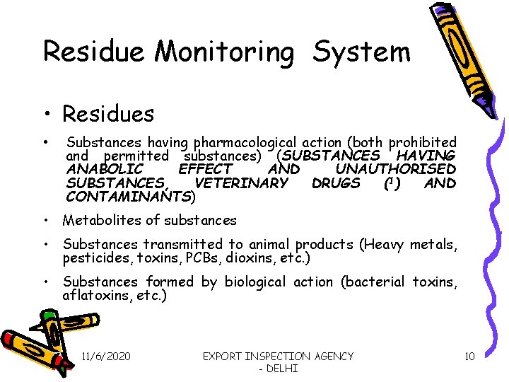 Residue Monitoring System Issuance of Health Certificate GAP