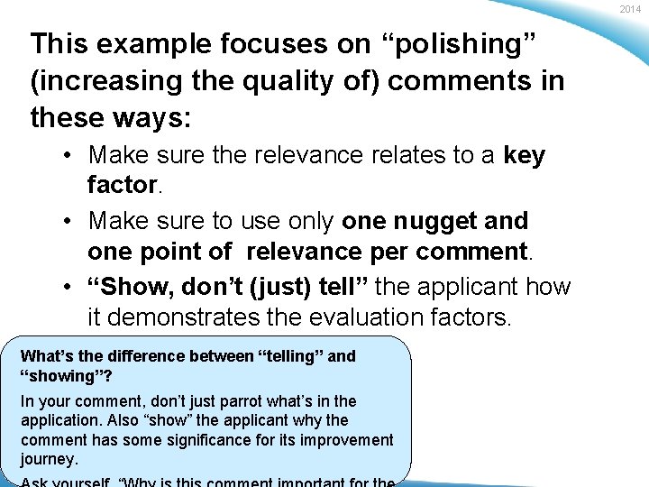 2014 Polishing Feedback Comments Sample 4 Results OFI
