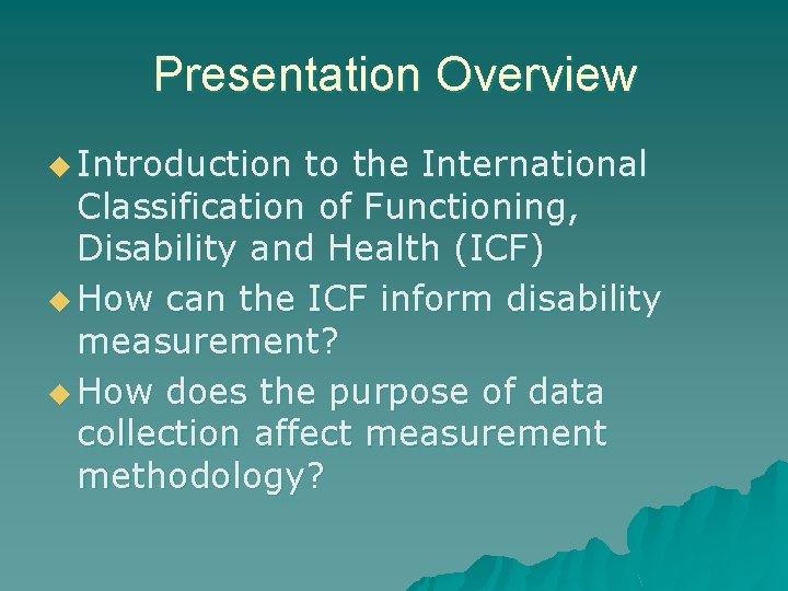 An Introduction to the International Classification of Functioning