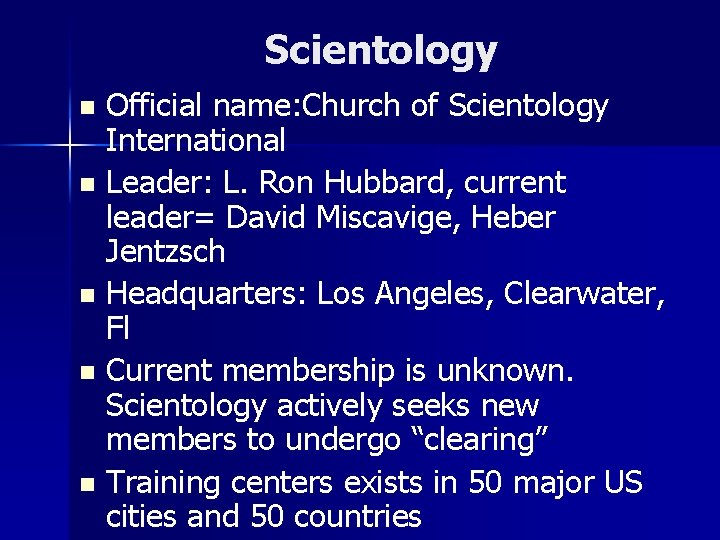 The Cults Scientology Ron Williams University of Life