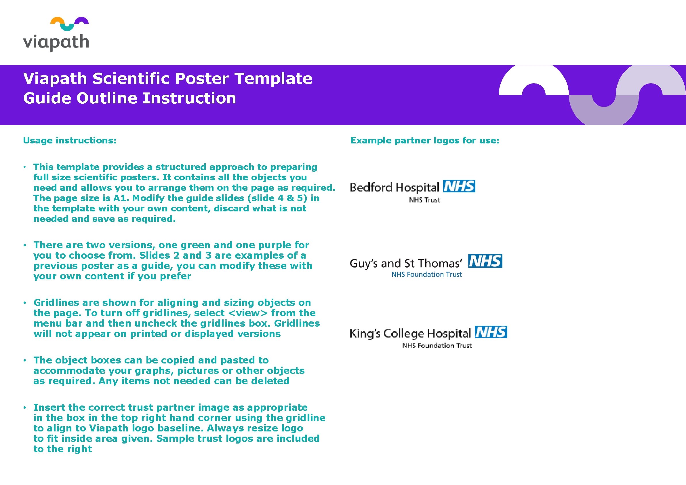 Viapath Scientific Poster Template Guide Outline Instruction Usage