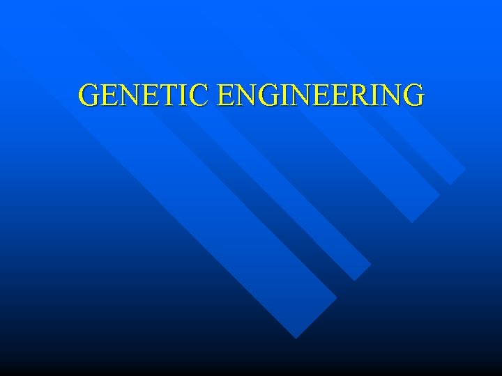 GENETIC ENGINEERING INTRODUCTION n For thousands of years