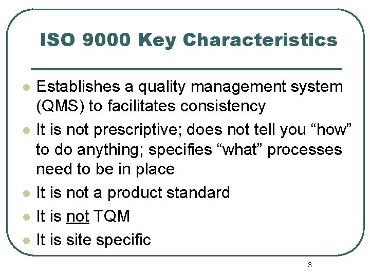 ISO 9000 2000 l l Quality system standards