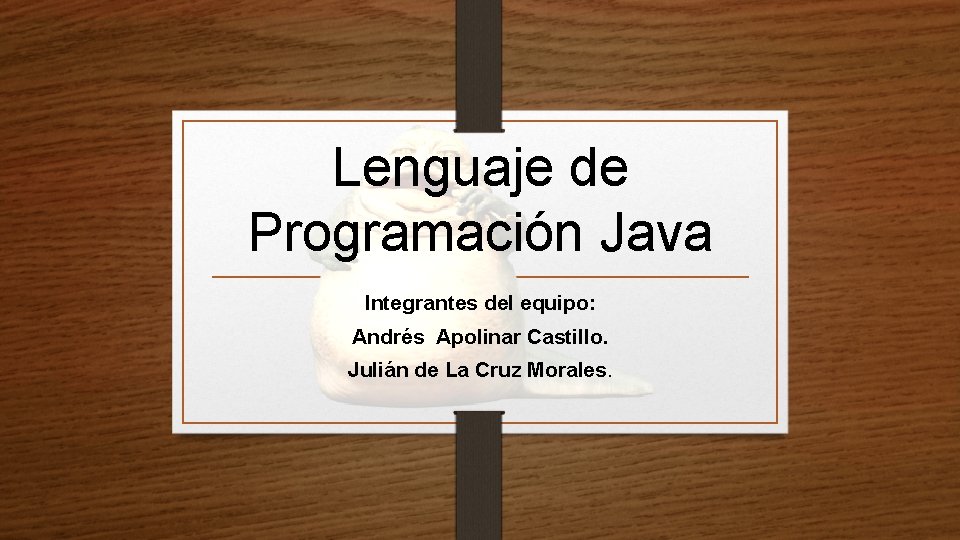 Lenguaje de Programacin Java Integrantes del equipo Andrs