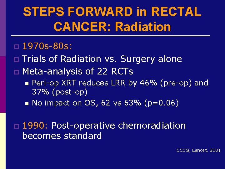 Treatment of Localized Rectal Cancer Missteps and Next