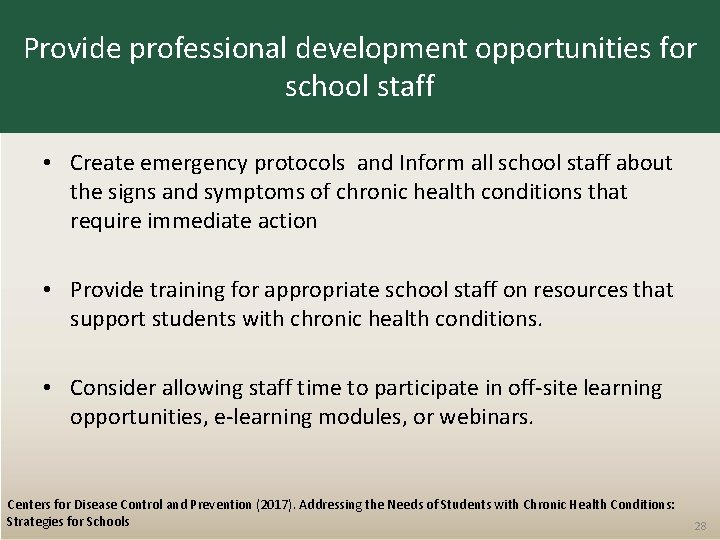 CDC Healthy Schools Chronic Health Conditions in School