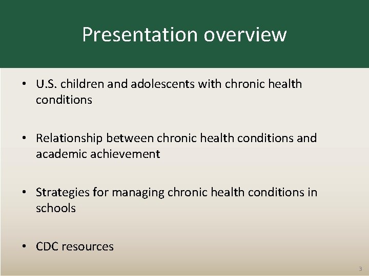 CDC Healthy Schools Chronic Health Conditions in School