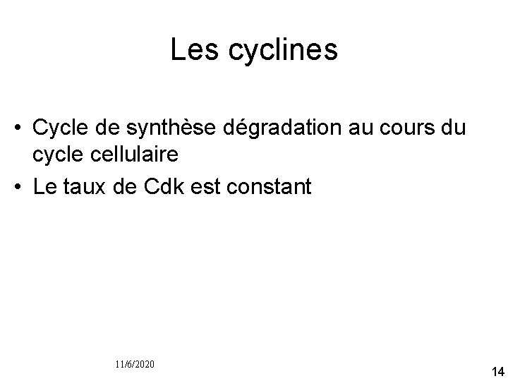 LE CYCLE CELLULAIRE II Constitution du systme de