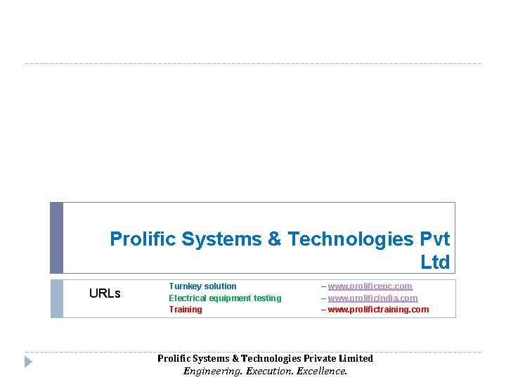 Prolific Systems Technologies Pvt Ltd URLs Turnkey solution