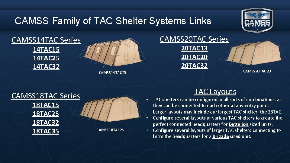 CAMSS TAC Shelter Systems CAMSS Family of TAC