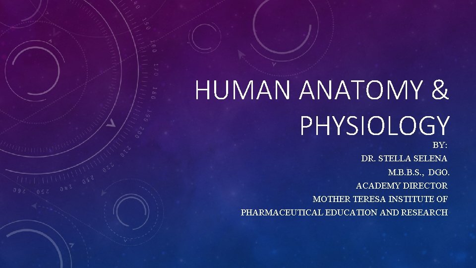 HUMAN ANATOMY PHYSIOLOGY BY DR STELLA SELENA M