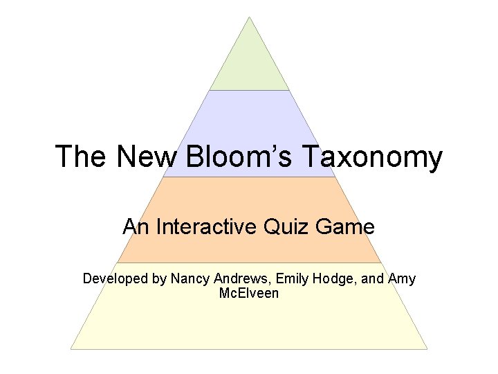 The New Blooms Taxonomy An Interactive Quiz Game