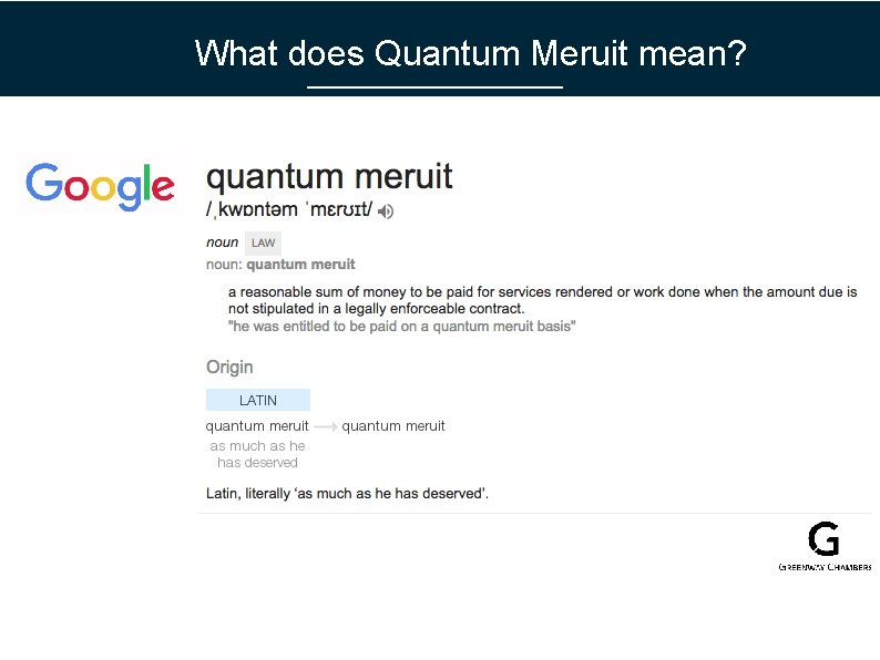 QUANTUM MERUIT VALUATION ISSUES Franco Corsaro SC Ben