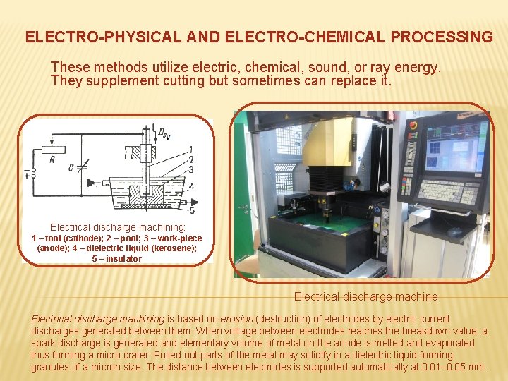 ELECTROPHYSICAL AND ELECTROCHEMICAL PROCESSING These methods utilize ...
