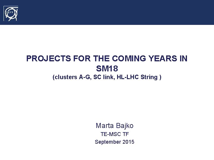 PROJECTS FOR THE COMING YEARS IN SM 18
