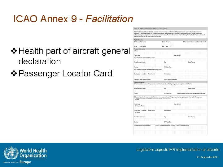 Legislative aspects for IHR implementation at airports CAPSCA