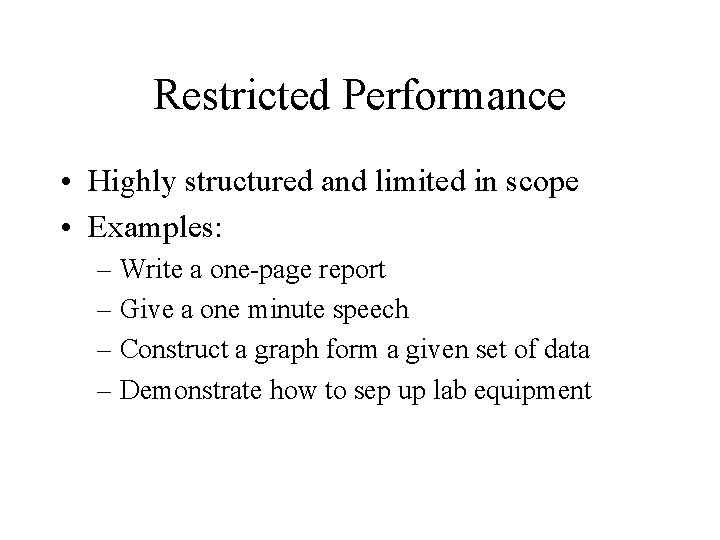 Performance Assessment OSI Workshop June 25 27 2003