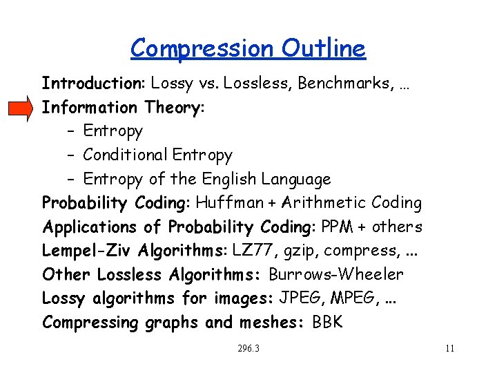 Algorithms in the Real World Data Compression Lectures