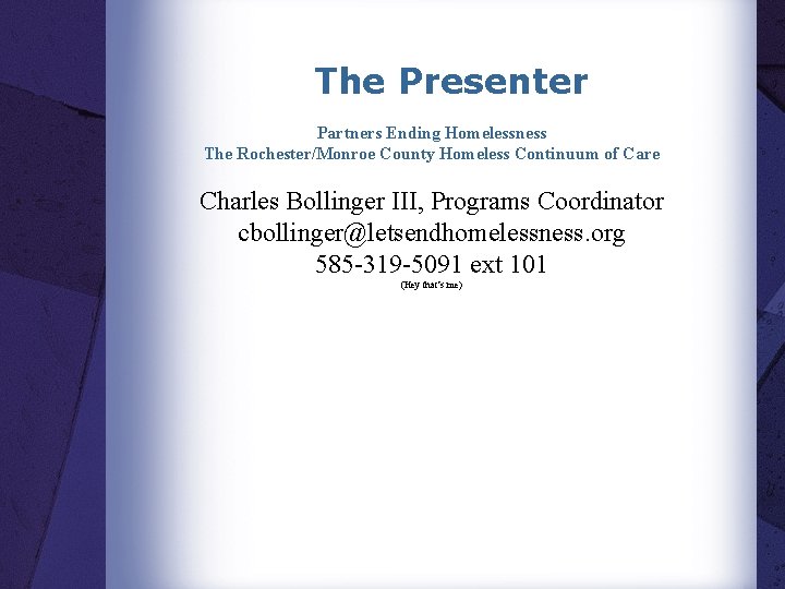 Continuum Of Care 101 The Presenter Partners Ending