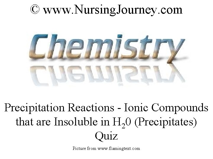 www Nursing Journey com Precipitation Reactions Ionic Compounds
