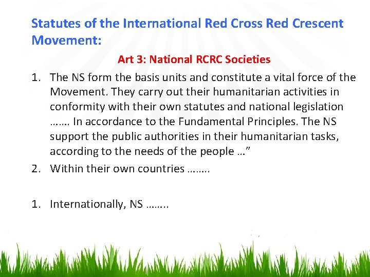 Sources of MRCS legal base Art 26 Geneva