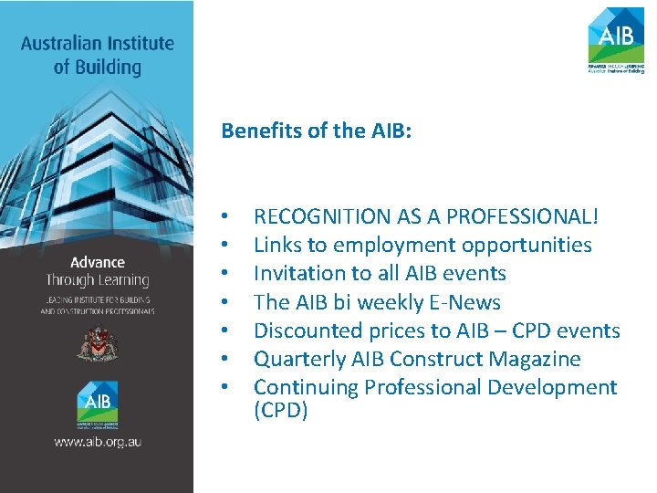 The Australian Institute of Building The Australian Institute